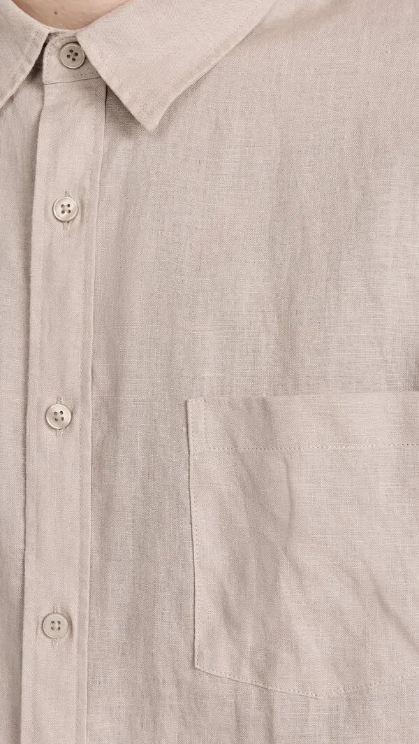 Vince Linen Short Sleeve Shirt - Pumice Rock