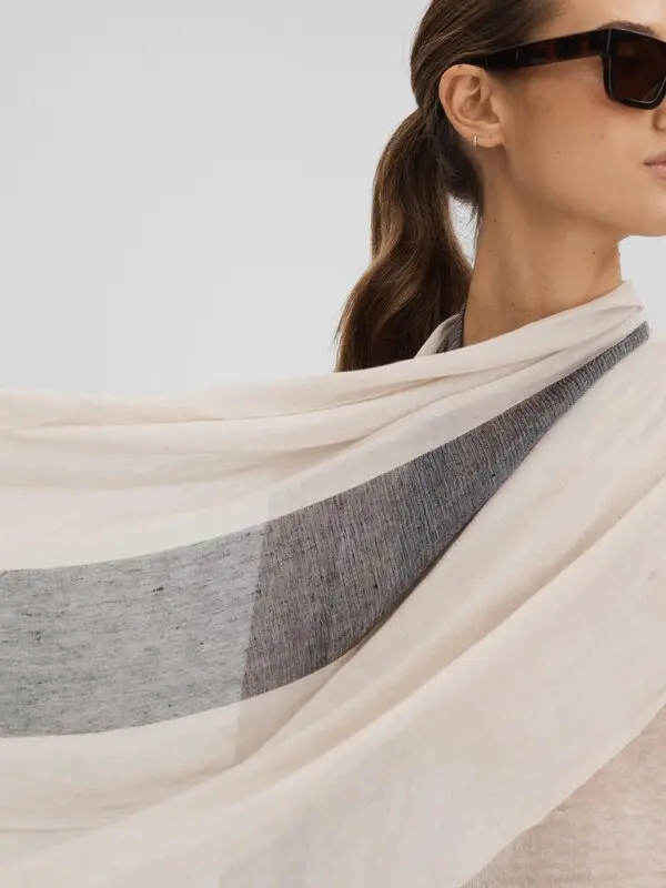 REISS Beatrix Modal-linen Striped Scarf