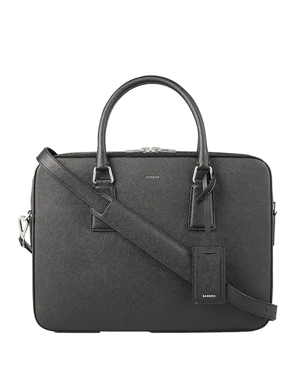 Sandro Downtown Large Saffiano Leather Briefcase - Black