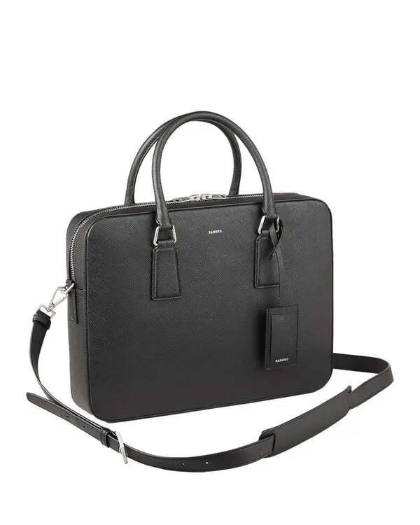 Sandro Downtown Large Saffiano Leather Briefcase - Black