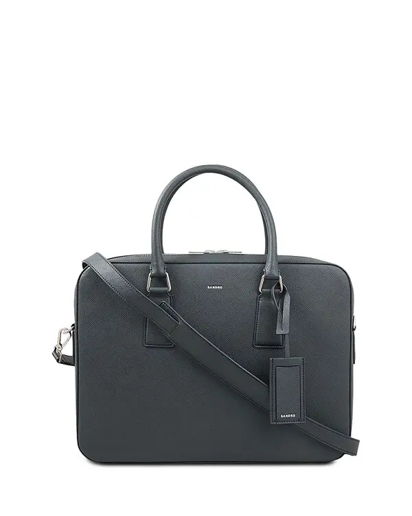 Sandro Downtown Large Saffiano Leather Briefcase - Steel