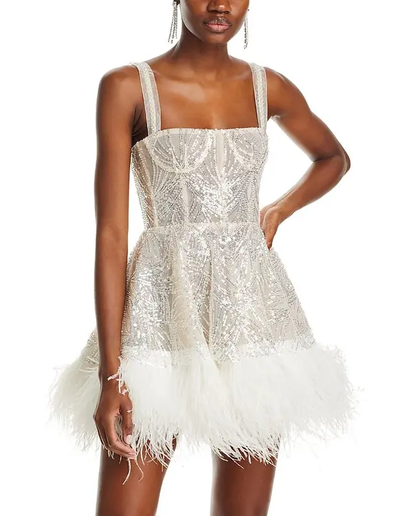 BRONX AND BRONCO Mademoiselle Beaded Bustier Mini Dress - White
