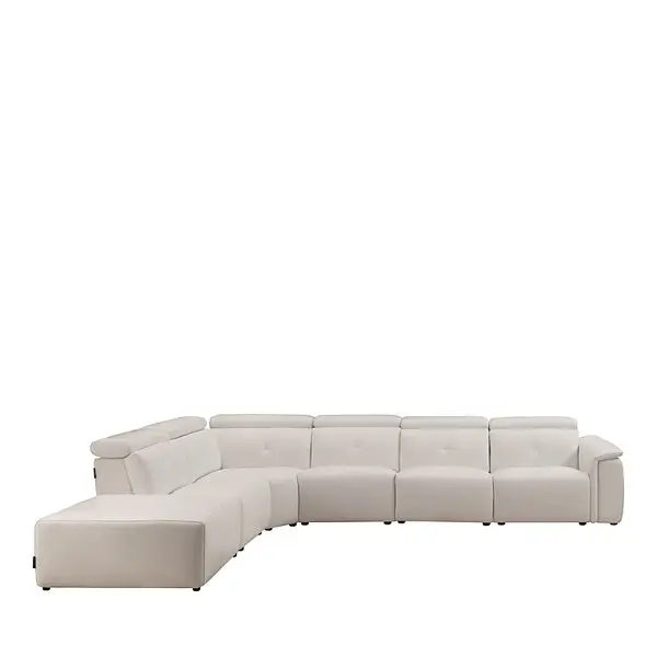 CHATEAU D'AX Nuvola 6 Piece Power Leather Sectional Sofa - White