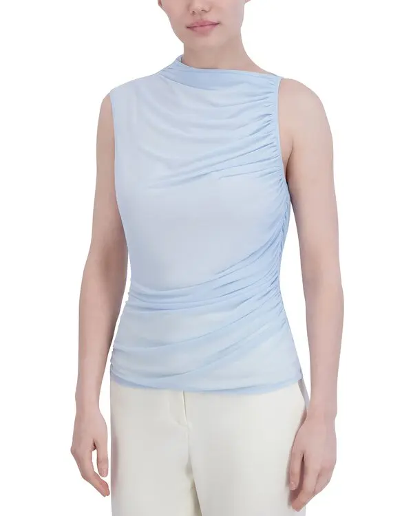 Bcbgmaxazria Asymmetric Shirred Mesh Top