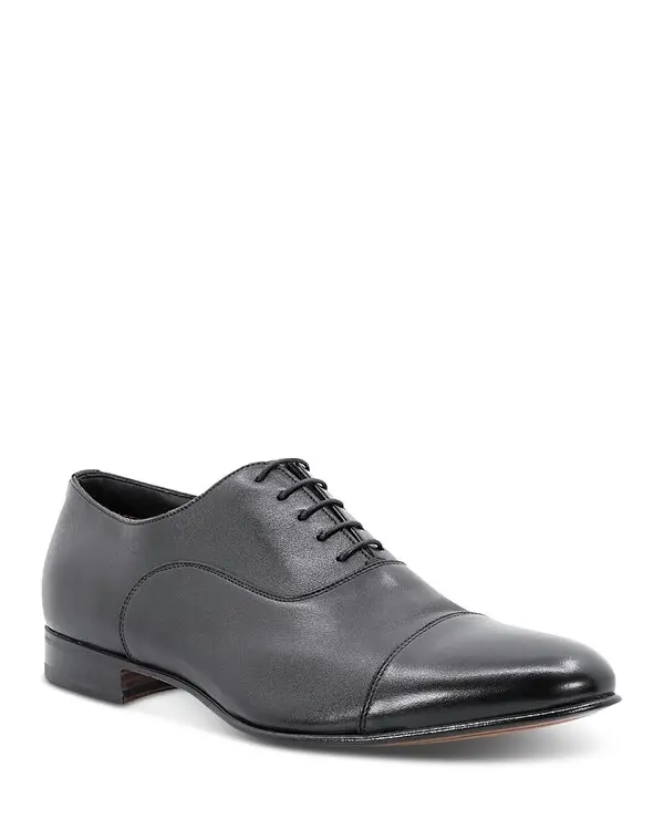 Santoni Darian Cap Toe Dress Shoes - Black