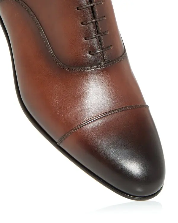 Santoni Darian Cap Toe Dress Shoes - Brown