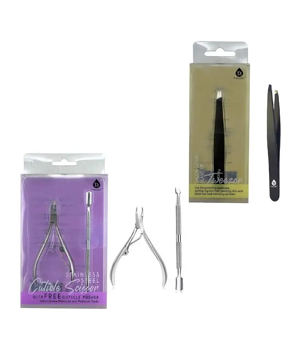 PURSONIC Precision Perfection Bundle: Slant Tip Tweezer + Salon-grade Nail Care Kit - Multicolor