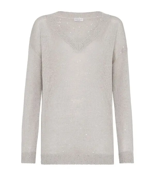 Brunello Cucinelli Diamond Yarn Monili-detail Sweater