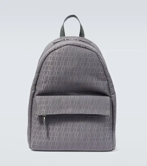 CHRISTIAN LOUBOUTIN Zip N Flap Logo Jacquard Backpack - Grey