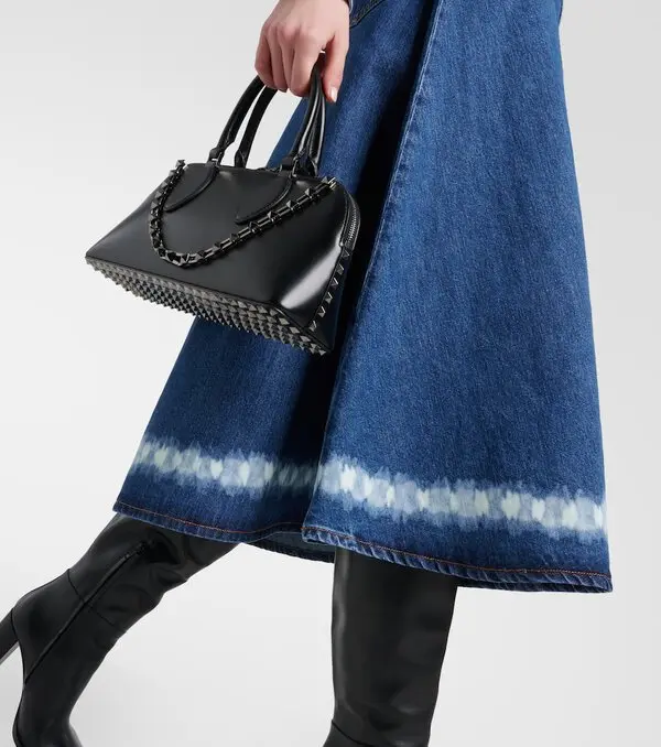 Valentino Garavani Vgold Distressed Denim Midi Skirt