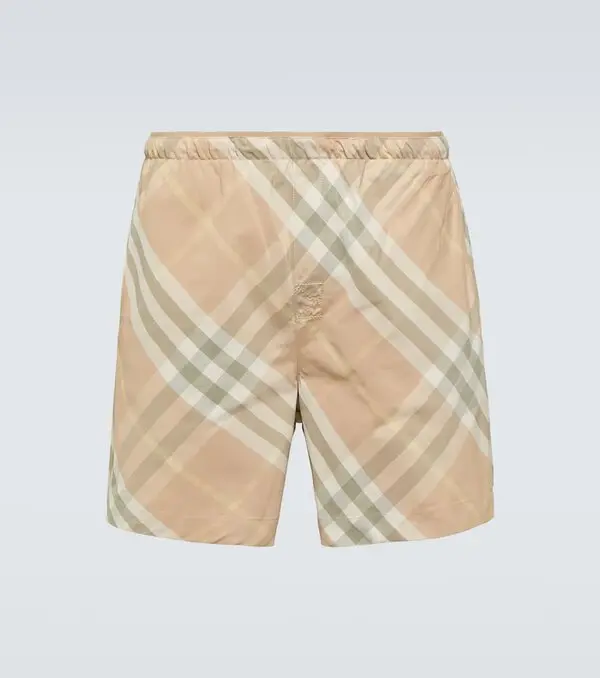 Burberry Check Swim Trunks - Beige