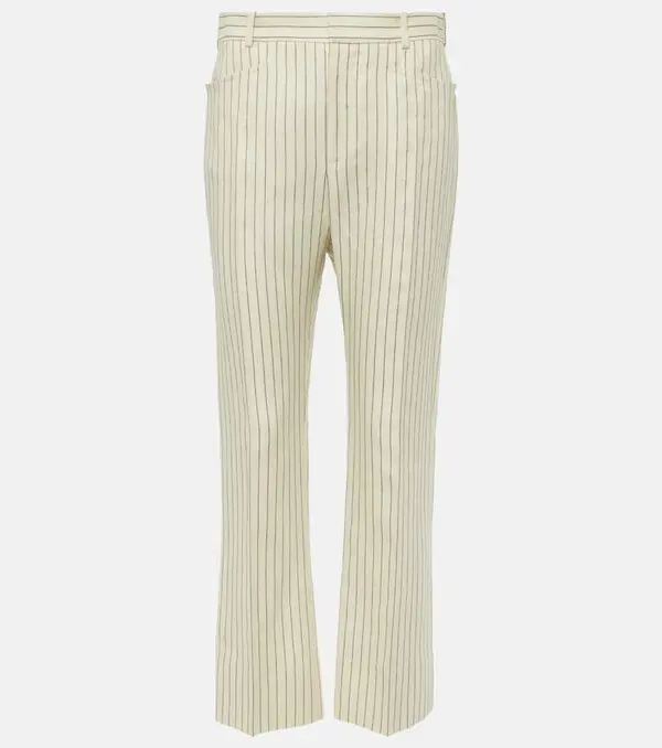 TOM FORD Striped Wool-blend Straight Pants - White