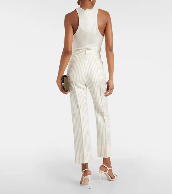 TOM FORD Striped Wool-blend Straight Pants