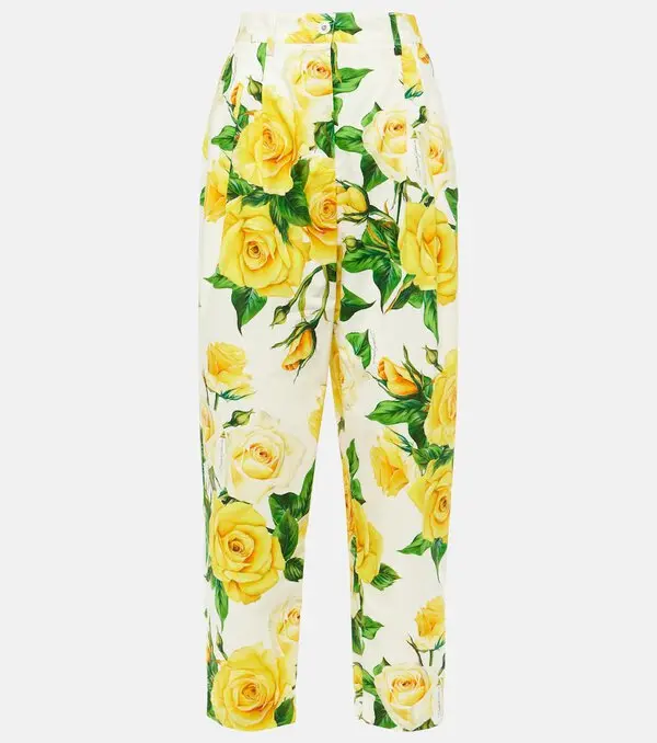 Dolce & Gabbana Floral Cotton Cropped Pants - Multicoloured
