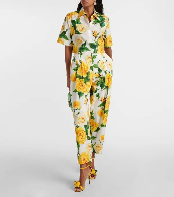 Dolce & Gabbana Floral Cotton Cropped Pants