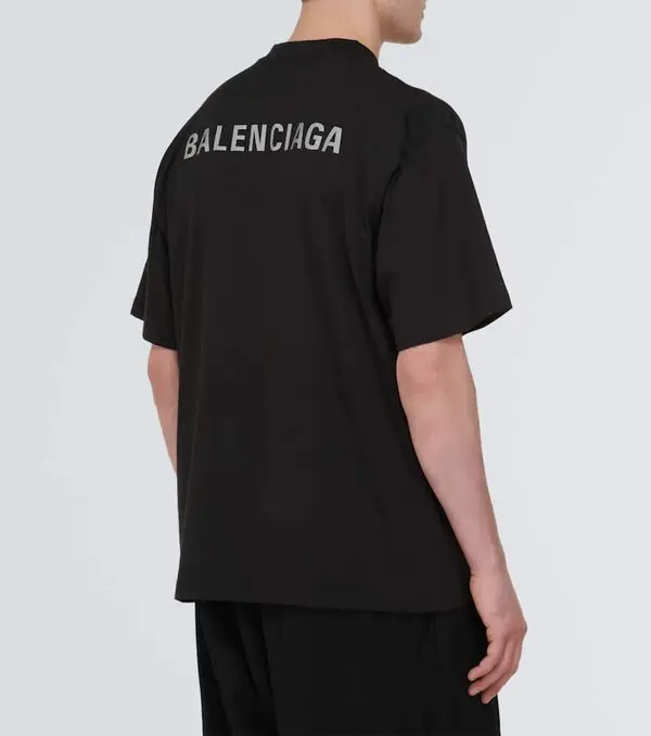 Balenciaga Logo Cotton Jersey T-Shirt - Black | Editorialist