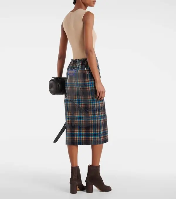 MAISON MARGIELA Checked Coated Wool Midi Skirt
