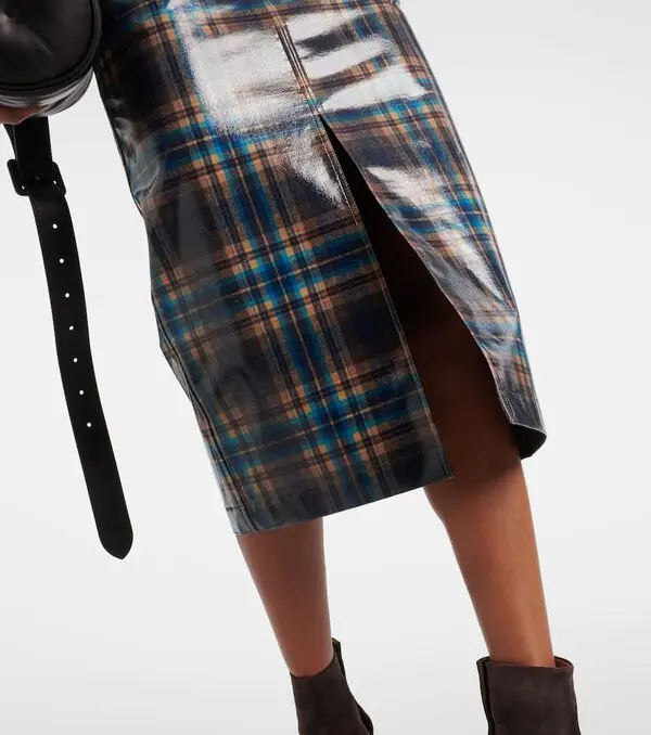 MAISON MARGIELA Checked Coated Wool Midi Skirt