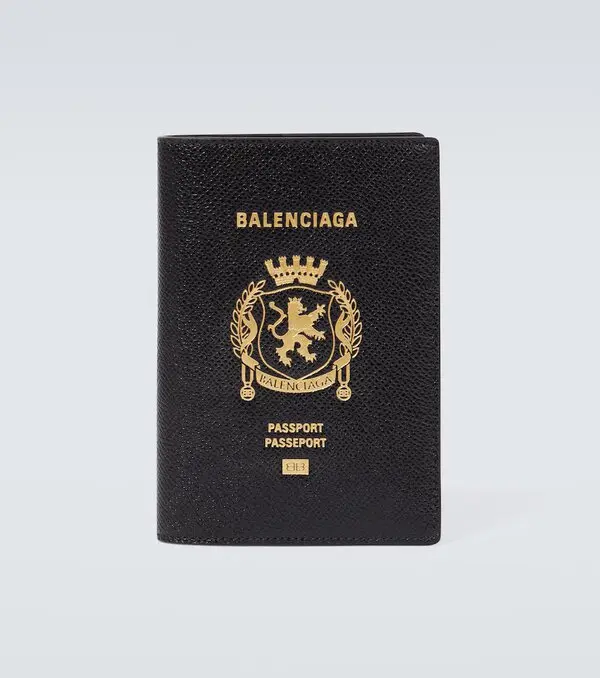 Balenciaga Logo Passport Holder - Black