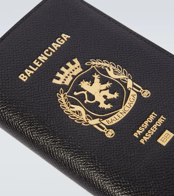 Balenciaga Logo Passport Holder - Black
