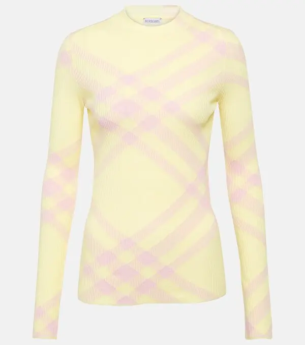 Burberry Check Wool-blend Top - Yellow