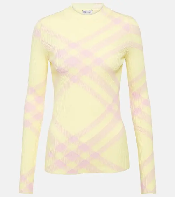 Burberry Check Wool-blend Top - Yellow