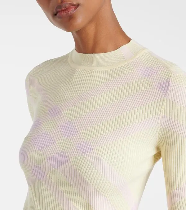Burberry Check Wool-blend Top - Yellow