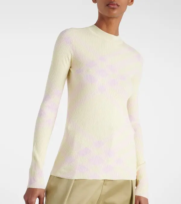 Burberry Check Wool-blend Top - Yellow