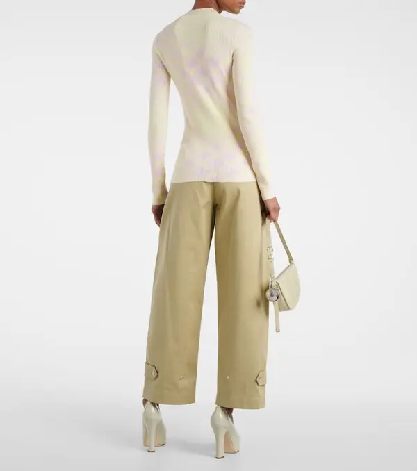 Burberry Check Wool-blend Top - Yellow
