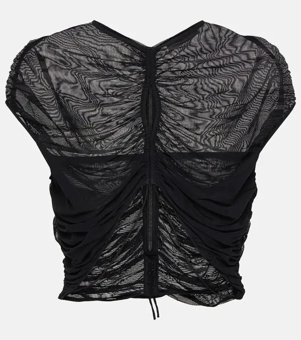 MUGLER Cutout Mesh Crop Top