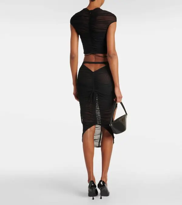 MUGLER Cutout Mesh Crop Top