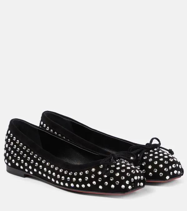 CHRISTIAN LOUBOUTIN Mamadrague Embellished Ballet Flats - Black