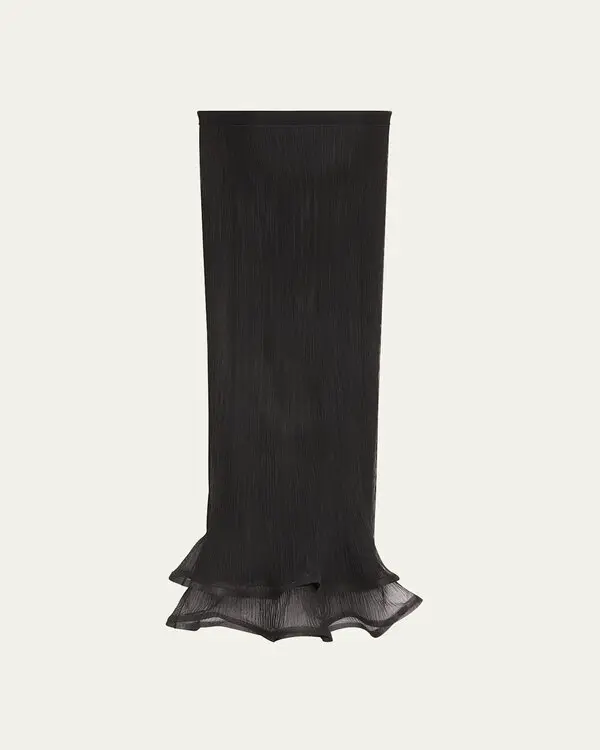 Simkhai Kelso Ruffled Plisse Maxi Skirt - Black