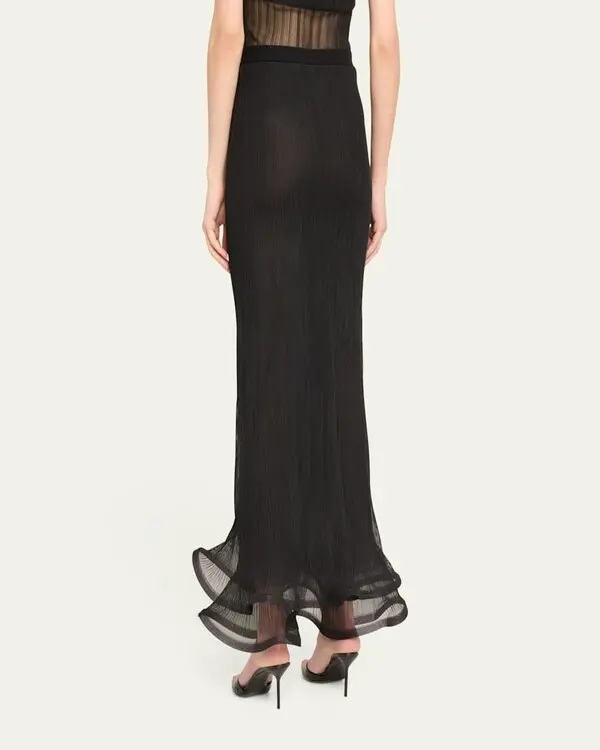 Simkhai Kelso Ruffled Plisse Maxi Skirt - Black