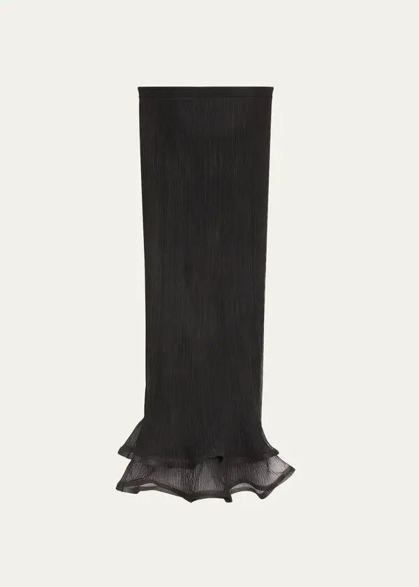 Simkhai Kelso Ruffled Plisse Maxi Skirt - Black