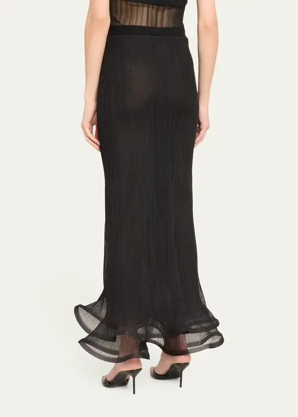 Simkhai Kelso Ruffled Plisse Maxi Skirt - Black