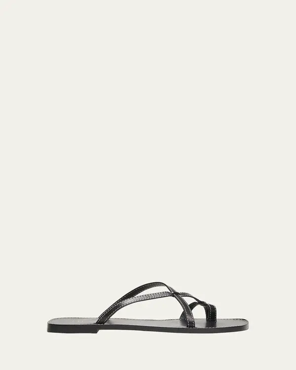 THE ROW Link Leather Flat Slide Sandals
