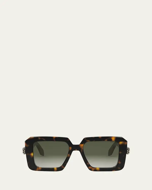 BVLGARI Serpenti Geometric Sunglasses - Dark Havana