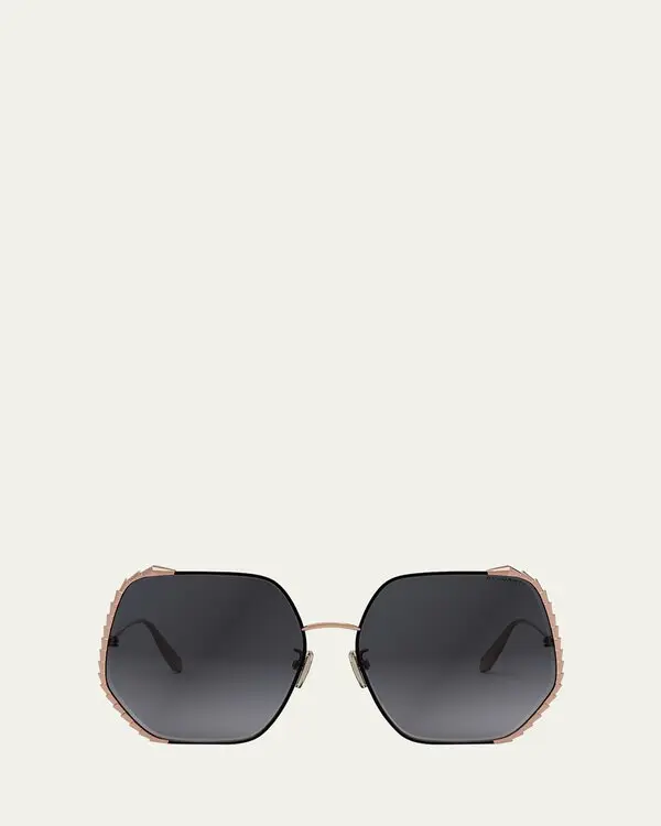 BVLGARI Serpenti Geometric Sunglasses - Grey/brown