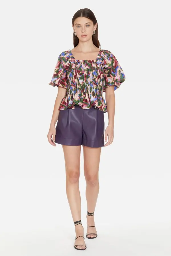 MARIE OLIVER Fay High-waisted Pleated Shorts - Plum