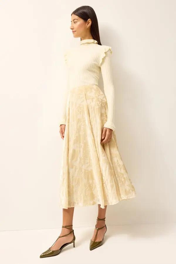 MARIE OLIVER Fitted Ruffle Turtleneck - Whitecap