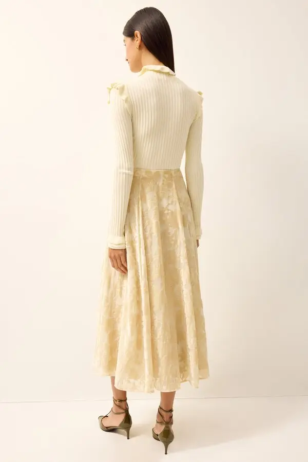 MARIE OLIVER Fitted Ruffle Turtleneck - Whitecap