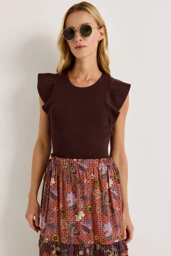 MARIE OLIVER Rory Ribbed Top - Java