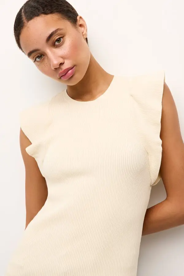 MARIE OLIVER Rory Ribbed Top - Macadamia
