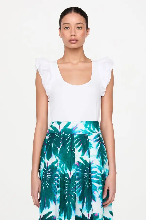 MARIE OLIVER Anna Top With Ruffle Sleeves - Cool White