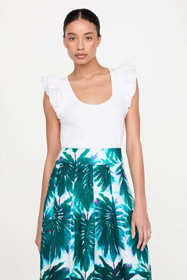 MARIE OLIVER Anna Top With Ruffle Sleeves - Cool White