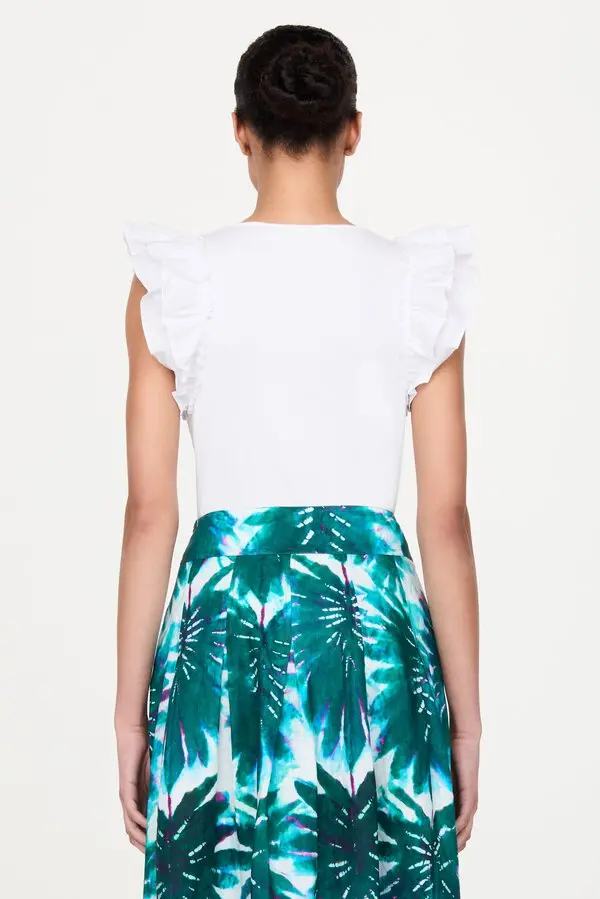 MARIE OLIVER Anna Top With Ruffle Sleeves - Cool White