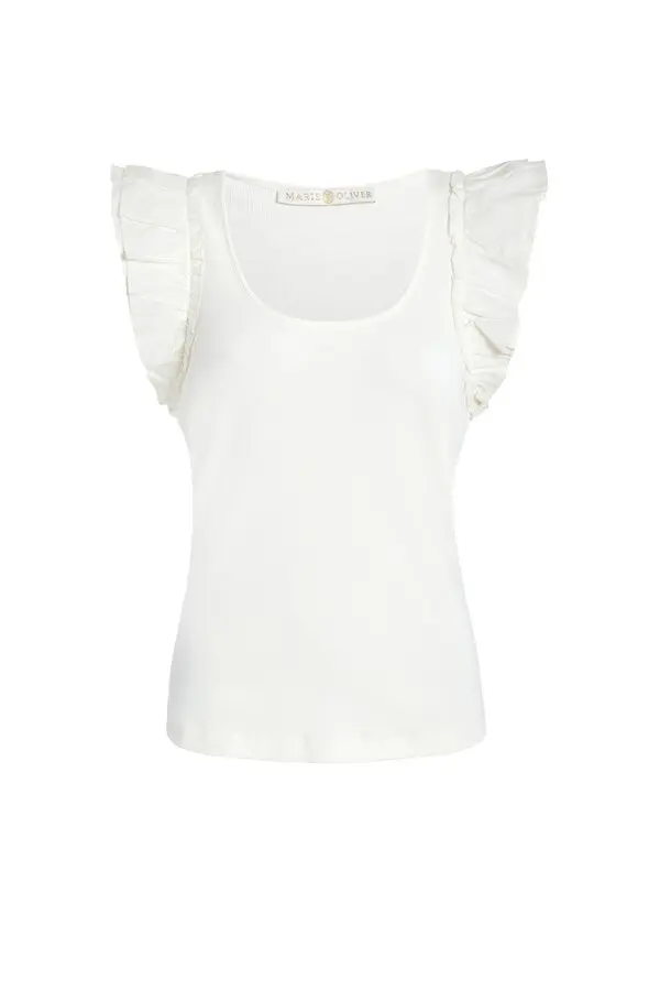 MARIE OLIVER Anna Top With Ruffle Sleeves - Cool White
