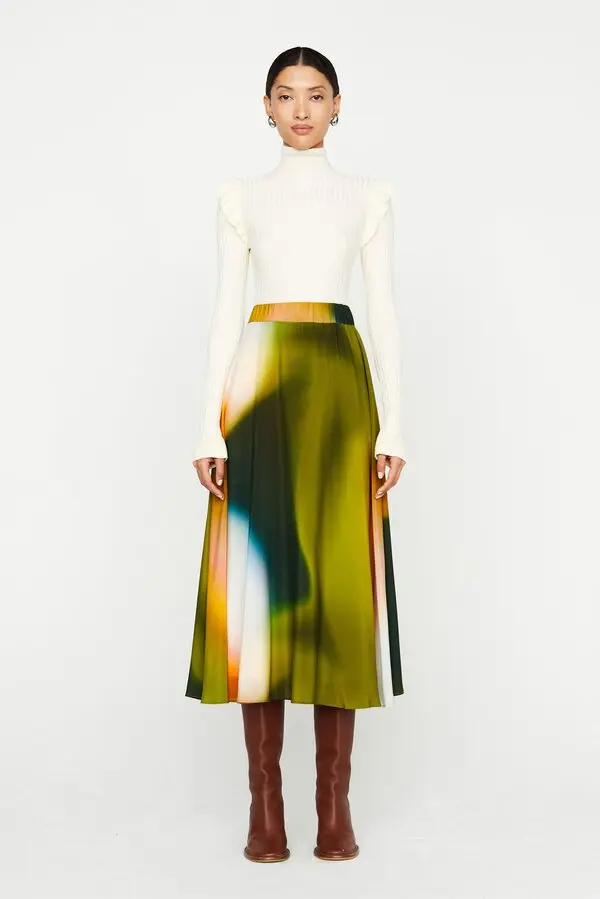 MARIE OLIVER Cambrie Printed Silk Skirt - Peridot