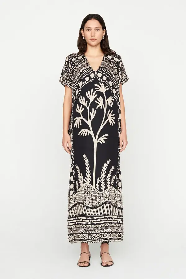 MARIE OLIVER Printed Oliver Kaftan - Onyx Tree